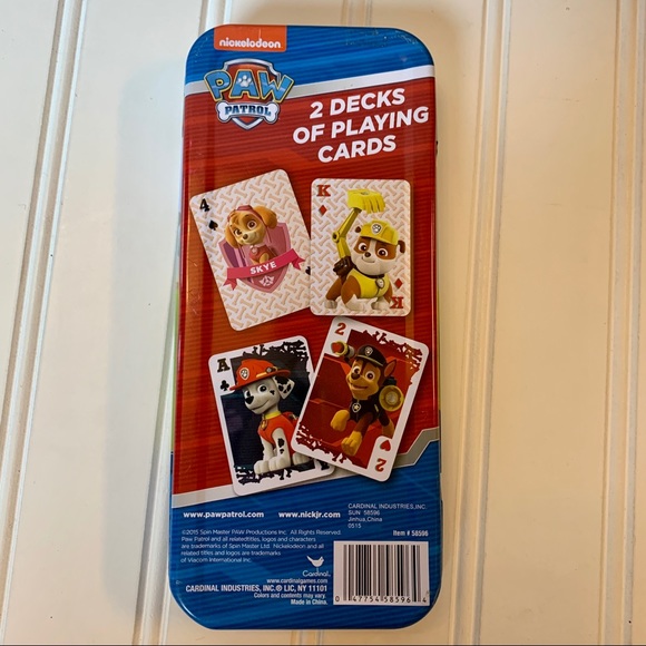 Nickelodeon | Toys | Paw Patrol 2 Decks Of Playing Cards With Tin New ...